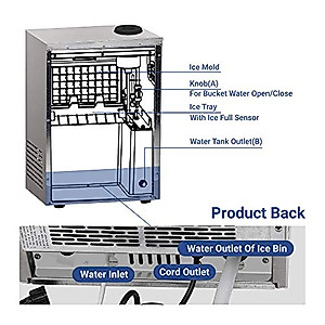 Artidy Commercial Ice Maker Machine, 100LBS/24H Clear Square Ice Cube,33LBS Ice Storage Capacity with Auto Clean and LED Temperature Display for Home,Restaurant,Bar,Coffee Shop,Kitchen