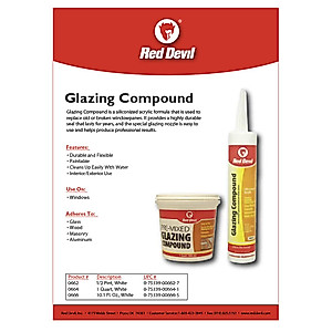 Red Devil 0664 Pre-Mixed Glazing Compound, 1 Quart