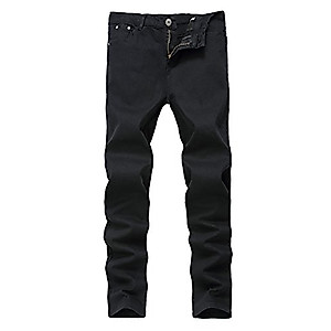 Men's Black Skinny Slim Fit Stretch Straight Leg Fashion Jeans Pants, 29W
