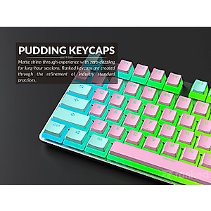 Ranked Pudding v2 PBT Keycaps | 145 Double Shot Translucent ANSI US & ISO Layout | OEM Profile for Full Size, TKL, 75%, 65% and 60% RGB Mechanical Gaming Keyboard (Miami Vice)