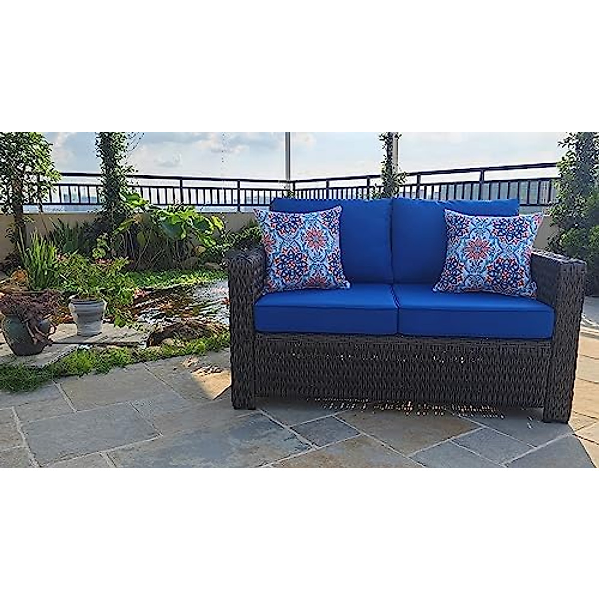 JMGBird Outdoor Seat/Back Chair Cushion Tufted Pillow, Indoor Deep Seat Chair Cushion Set 22"x22"