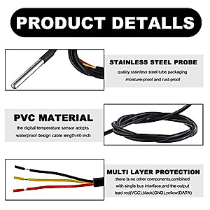 BOJACK DS18B20 Temperature Sensor Module Kit with Waterproof Stainless Steel Probe for Raspberry Pi