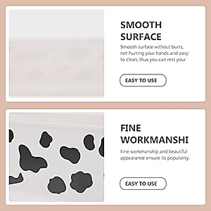 Yardwe Desktop Makeup Organizer Bin Cow Pattern Goodie Containers Phone Storage Case Box Items Bin Sundries Tray for Book Cosmetics Food Home Office