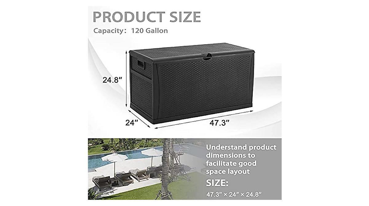 CrownLand 120 Gallon Outdoor Weatherproof Storage Deck Box