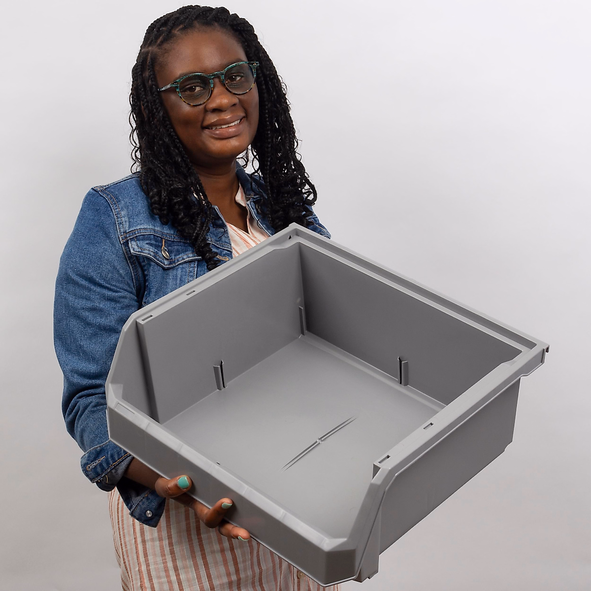 ReadySpace Plastic Containers for Organizing and Storage Bins for Closet, Kitchen, Office, Garage or Pantry Organization, Stackable Bins, Extra Large (14.8" x 16.5" x 7"), 4-Pack, White