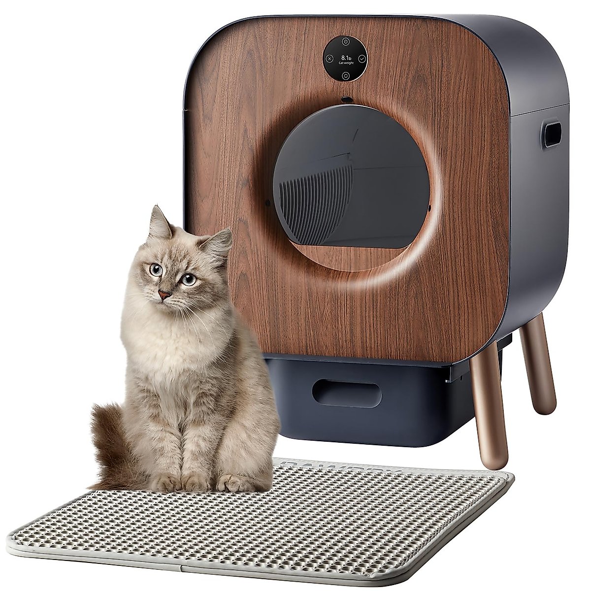 PAWBBY Self Cleaning Cat Litter Box, Automatic Cat Litter Box with Smart APP Control & Strong Odor Control for Multiple Cats, Ten-fold Safety Protection Scoop Free Large Litter Boxes with Mat & Liner
