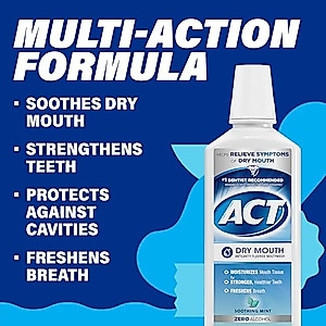 ACT Dry Mouth Anticavity Zero Alcohol Fluoride Mouthwash 18 fl. oz. Soothing Mint
