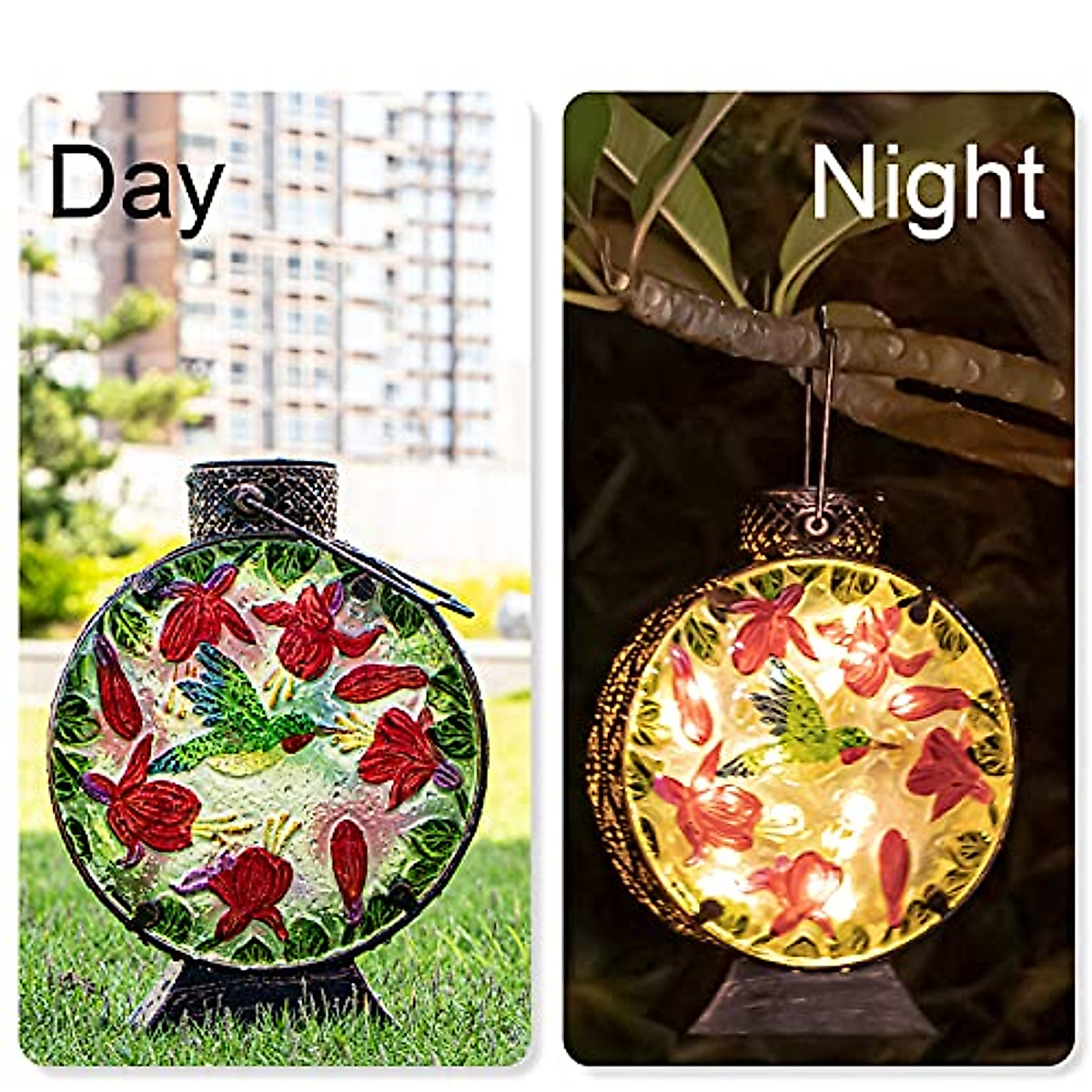 MUMTOP Solar Lights Hanging Solar Outdoor Lanterns Waterproof LED Light Hummingbird Decor Tabletop Lanterns Lamp for Outdoor Garden Yard Tabletop Decorations
