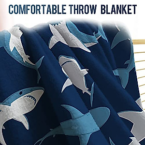 Levens Shark Blanket Gifts for Women Girls Men, Ocean Animal Decoration for Home Bedroom Living Room All Seasons, Soft Comfy Smooth Lightweight Throw Blankets 50"x60"