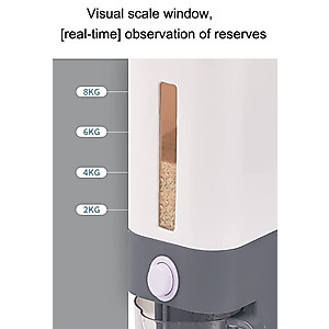 J-hong 25 Lbs Rice Dispenser, Large Grain Container Storage with Lid Measuring Cylinder Moisture Proof Household Cereal Dispenser Bucket for Kitchen wide range of grains