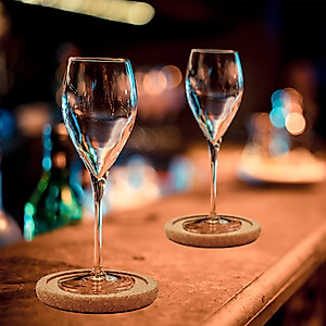 ToolMenu Cork Coasters for Drinks Absorbent - 6 Pcs 4 Inch with Lip Heat Resistant Reusable Drink Coaster Set Extra Thick Perfect Cups Mugs Glasses