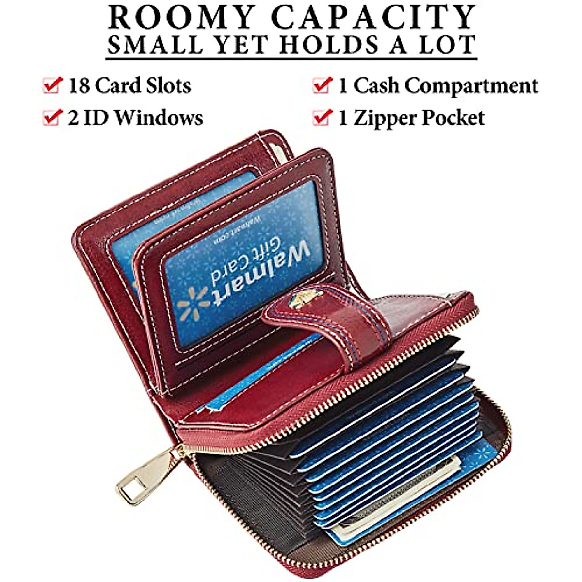 FOXLOVER RFID Credit Card Holder for Women, Ladies Small Leather Credit Card Case Security Accordion Wallet