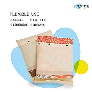 SOLSTICE Reusable Cotton Saree Covers (Set of 24) of 16 x 14 (inches) for Clothes Storage bag, Travelling, Wardrobe Organizer with Mesh/Window. (24)