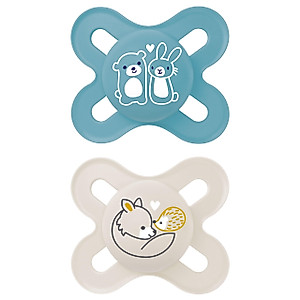 MAM Original Start Newborn Baby Pacifier, Best Pacifier for Breastfed Babies, Sterilizer Case, 2 Pack, 0-3 Months, Boy