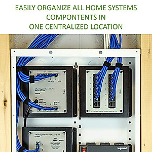 Legrand - OnQ 28 Inch Media Enclosure, 20 Gauge Media Box, Cable Wall Cover with 2.5 Inch Openings to Pull Wires Through, Recessed Media Box Includes Cover Mounting Hardware, White, EN2800