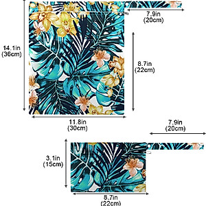 visesunny Blue Palm Leaf Flower Floral 2Pcs Wet Bag with Zippered Pockets Washable Reusable Roomy for Travel,Beach,Pool,Daycare,Stroller,Diapers,Dirty Gym Clothes, Wet Swimsuits, Toiletries
