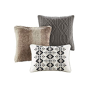 MADISON PARK SIGNATURE Cozy Comforter Set - All Season Bedding Combo Filled Insert and Removable Duvet Cover, Shams, Decorative Pillows, Plaid Brown/Black King (110 in x 96 in) 10 Piece