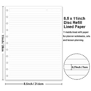 Letter Size Refills Paper, A4 Loose Leaf Paper for TUL Custom Note-Taking System Discbound Notebook Planner Inserts, 100 Sheets/200 Pages, White, 8.5 X 11 Inch