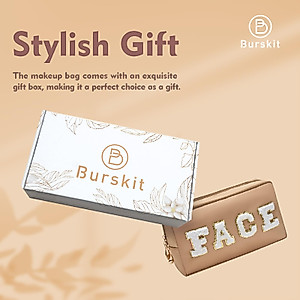 Burskit Preppy Makeup Bags Stoney Clover 4 Pcs Travel Organizer Patch Bag Large Varsity Chenille Letter Cosmetic Toiletry Preppy Stuff Cute Bags Portable Pouch Storage Purse Bag Set