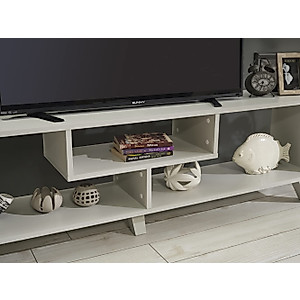 Petfu Mid Century Modern 67'' TV Stand,Media Console,Open Shelving,Entertainment Centre TV Unit for 65'',55'',50'',40'',Living Room,Bedroom,Entertainment Place,Solid Wood,Grey