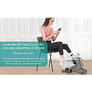DQGM Electric Pedal Exerciser, Motorized Pedal Exerciser for Arm and Leg Low Impact Exercise Rehabilitation, No Resistance, Suitable for Seated Leg Exercise and Arm Exercise for Elderly(Grey)