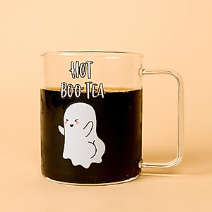 Hanna Roberts Funny Glass Tea Coffee Drinking Cup (Hot Boo Tea) 16 oz