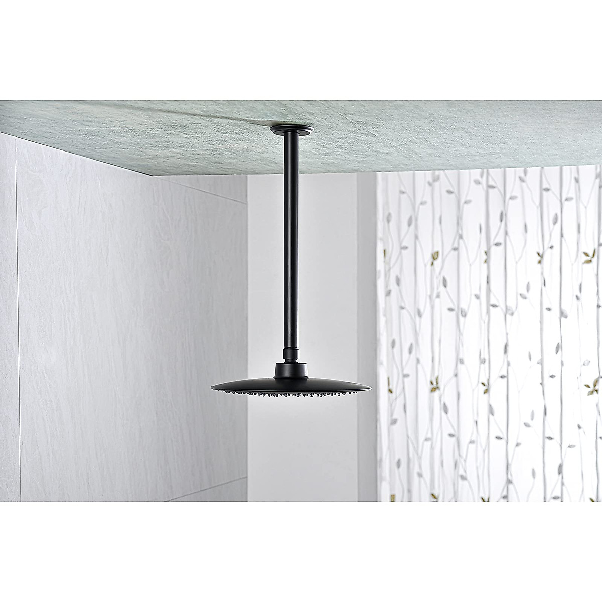 Anpean 12 Inch Shower Arm and Flange Matte Black, Ceiling Mounted Shower Arm for Rain Shower Head