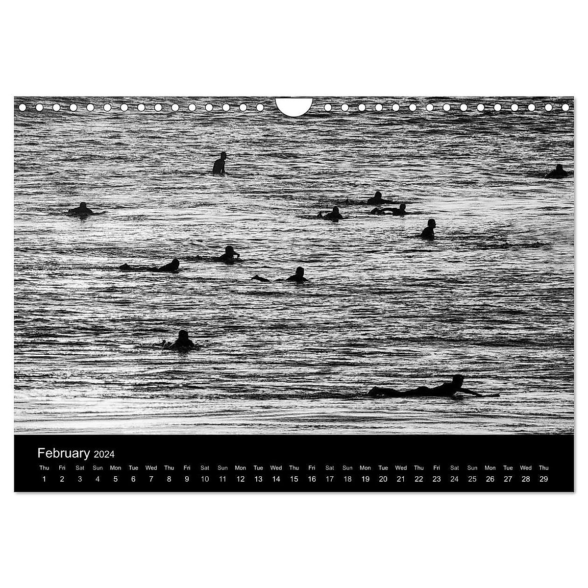 Surf in B&W (Wall Calendar 2024 DIN A4 Landscape), CALVENDO 12 Month Wall Calendar