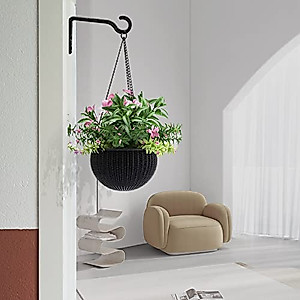 Hanging Plant Bracket for Wall Hooks, 6 Inch Metal Plant Hook Decorative Wall Plant Bracket for Hanging Bird Feeders, Flower Baske, Lanterns, Wind Chimes, Home Decor Indoor & Outdoor 2 Pack, Black