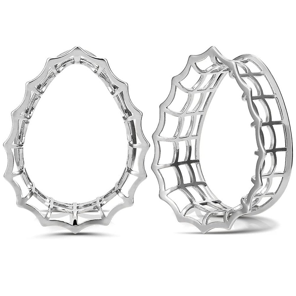 PUNKYOUTH 2PCS Double Flared Ear Gauges Hollow Spider Web Plug Tunnels For Stretched Ears Brass Saddle Expander Piercing Jewelry 0g-1"