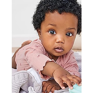 Simple Joys By Carter's Unisex Baby 4-pack Long-sleeve Pointelle Bodysuits Bodystocking, Dusty Pink/Grey/Light Burgundy/White Floral, 3-6 Months US