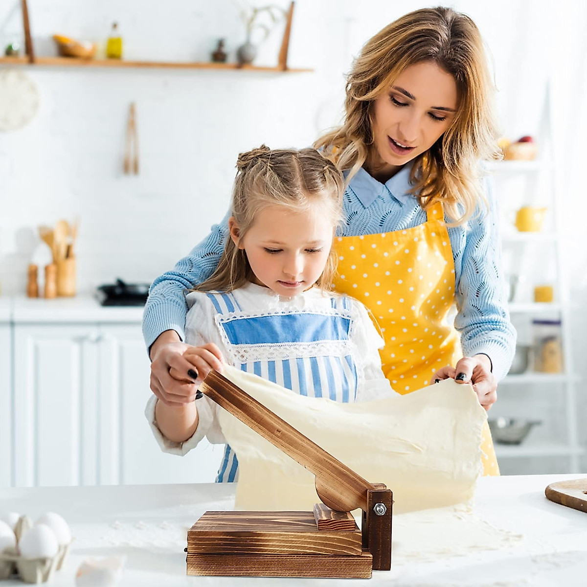 SHERCHPRY Wooden Dough Pressing Tool: Dumpling Maker Pastry Press Skin Press Tool Manual Tortilla Press Pancake Ravioli Chapati Roti Taco Corn Maker