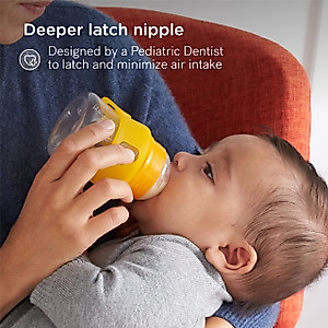 Smilo Baby Bottle Set with Stage 0 Slow Flow Anti Colic Nipple, 10 Oz / 300 ml Capacity, 3X Pack of Anti Colic Baby Bottles 0-3 Months - Plum Purple