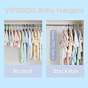 VIPOSCO Baby Hangers 24 Pack Kids Adjustable Hangers for Nursery Closet Non-Slip Hangers Kids Cloth Hanger for Girl Boy Toddler Children Newborn Coat Pant Hanger, Blue&Pink
