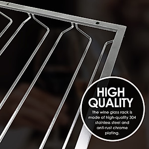 our trading llc Nickel Wine Glass Rack, Wine Glasses Hanger for Cabinet Kitchen Bar, Stainless Steel Storage, Metal Organizer, Under Shelf Stemware Rack