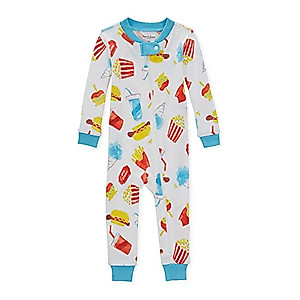 Burt's Bees Baby Boy's Baby Pajamas, Zip-Front Non-Slip Footed Sleeper Pjs, 100% Organic Cotton, Boardwalk Treats, 12 Months