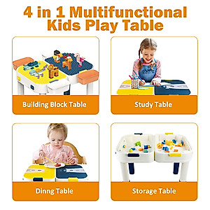 RedCrab Kids Foldable Building Block Table, Play Table and Building Blocks Toy, Children's Building Block Table with Storage, Toddler Multi Activity Play Table - Convertible into Luggage with Wheels