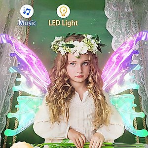 VATOS Electric Fairy Butterfly Wings with LED Lights - Perfect Party Accessory for Girls Women with Moving Butterfly Wings