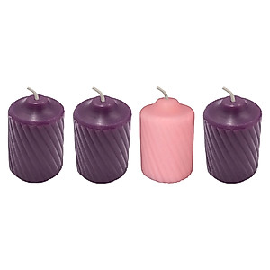 Christmas Advent Votive Candles 5 Sets of 4 Candles Lightly Scented 3 Purple &1 Pink Candle per Set with Sculpted Outer Finish
