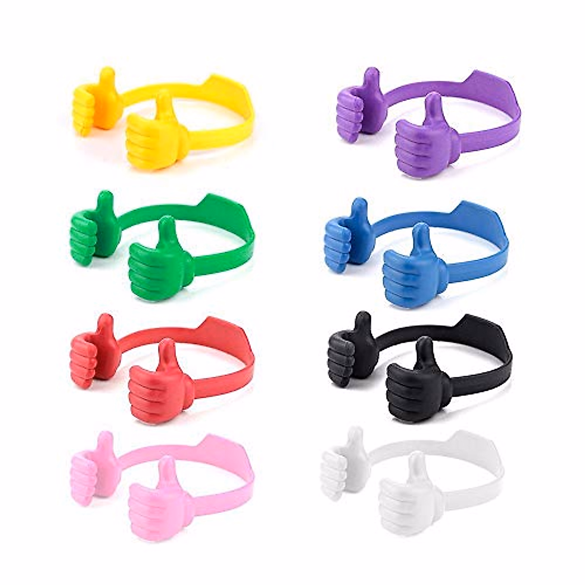 BUTEFO 8 Pack Thumbs up Cell Phone Holder, Adjustable Silicone Tablet Stand, Multi Colors Portable Desktop Stands Compatible for Smart Phones iPhone iPad Mini Huawei Samsung Galaxy