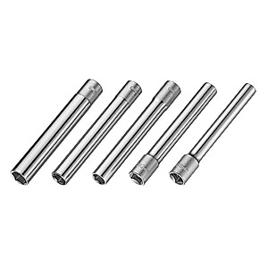 Kauplus 6PCS 3/8-Inch Drive Deep Metric Socket Set 6PT 8-10-11-12-14MM W 1/4-Inch Adapter- Extra Long Deep 120MM