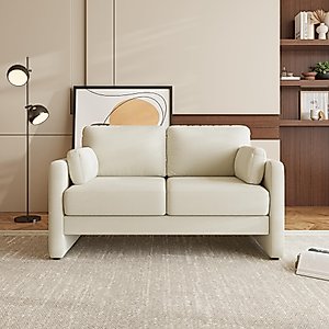 VASOENY 58.7" Modern Loveseat Sofa, Soft Chenille Fabric Love Seat Couch, 2 Seater Comfy Upholstered Leisure Sofa Loveseat Couches with 2 Waist Pillow for Living Room, Bedroom, Office