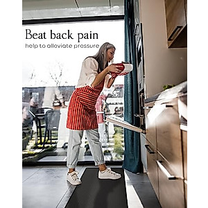 Homergy Anti Fatigue Kitchen Mats for Floor 2 PCS, Memory Foam Cushioned Rugs, Comfort Standing Desk Mats for Office, Home, Laundry Room, Waterproof & Ergonomic, 17.3×30.3 & 17.3×59, Black