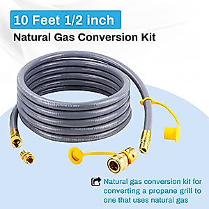 Upgraded Natural Gas Hose and Regulator Compatible with Kitchen-aid Gas Grill Conversion, 710-0003 Natural Gas Conversion Kit Compatible with Kitchen-aid Propane Gas Grill Conversion(15FT)