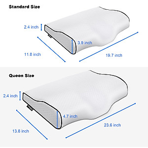 BAOVERI Memory Foam Pillow, Cervical Pillow for Neck Pain Relief, Ergonomic Bed Pillow for Side, Back and Stomach Sleepers, Standard Size