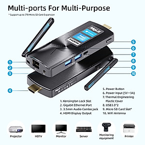 MeLE PCG02 Mini PC Stick Fanless Windows 11 Pro J4125 8GB/256GB, Mini Computer Stick HDMI 4K 2.4G/5G Wi-Fi 5 BT4.2 Gigabit Ethernet Micro PC on Business Industrial IoT Digital Signage