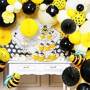 KVCSYAW 3 Tier Bee Cupcake Stand, Yellow, Cardboard, Round, 12 x 12 x 15.2 in