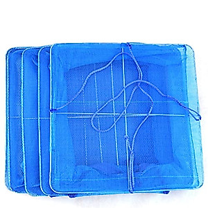 N/A 3-Layer Folding Drying Fishing Net Net Fish Vegetable Drying Rack Vegetable Drying Net Crab PE Rack Hanging Net (Color : Blue, Size : 40x40x65cm)