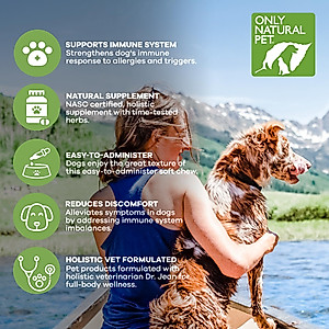 Only Natural Pet Immune Balance - Immunity Booster for Itchy Skin Licking & Scratching w/Phytosterols for Seasonal or Food Allergies Vitamin Supplement for Healthy Dogs & Cats - 60 Soft Chews