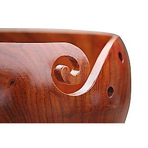 DAHLIA GOODS Wooden Yarn Bowl 6x3 Inch, Knitting and Crochet Rosewood Bowl, Made From Sturdy Wood For Yarn Storing